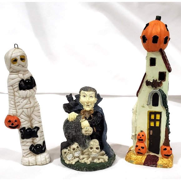 Holiday | Lot Of 3 Halloween Figurines Haunted House Vampire Mummy ...